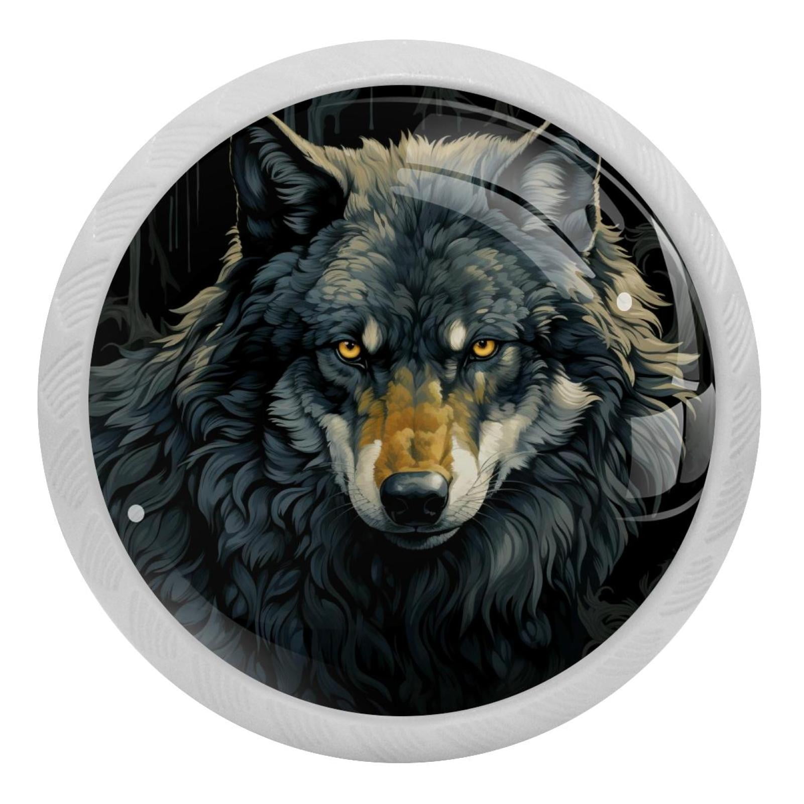 Wolf Fluorescent Glow-in-the-Dark Cabinet Door Knobs - Round 4-Pack ...