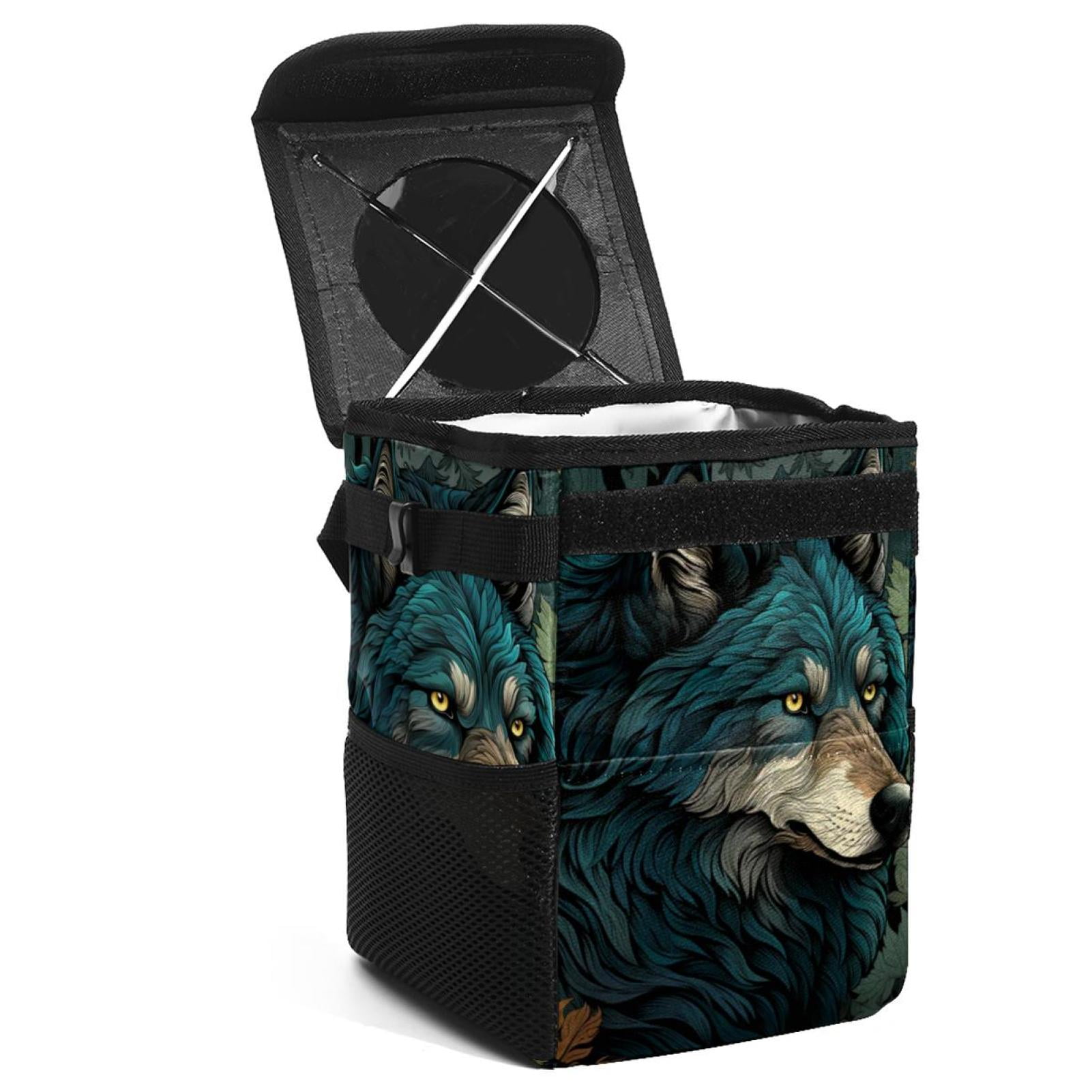 Wolf Foldable Car Trash Bin with Lid, Leak-Proof Mini Trash Can, Car ...