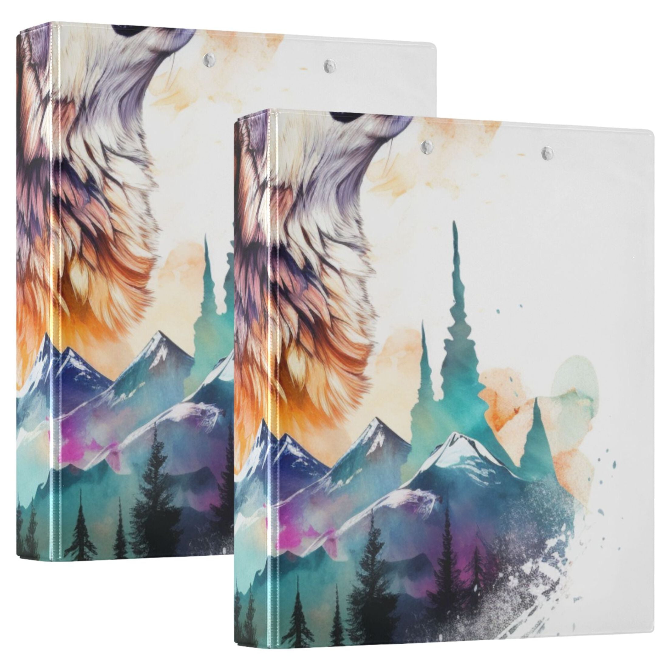 Wolf Forest Mountain 3 Ring Binders 1.5 inch Hardcover File Folders ...