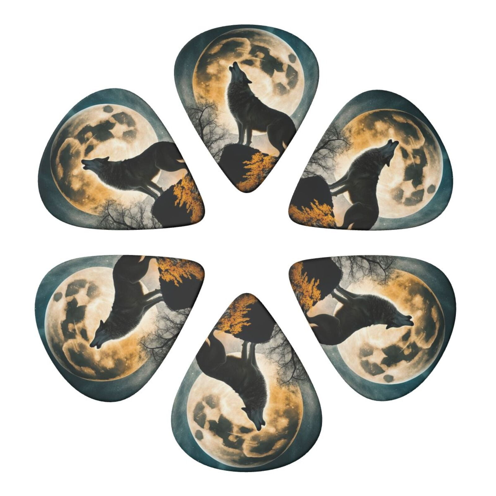 Wolf Full Moon Howling Guitar Pick 6 Pack for Bass Acoustic Electric ...