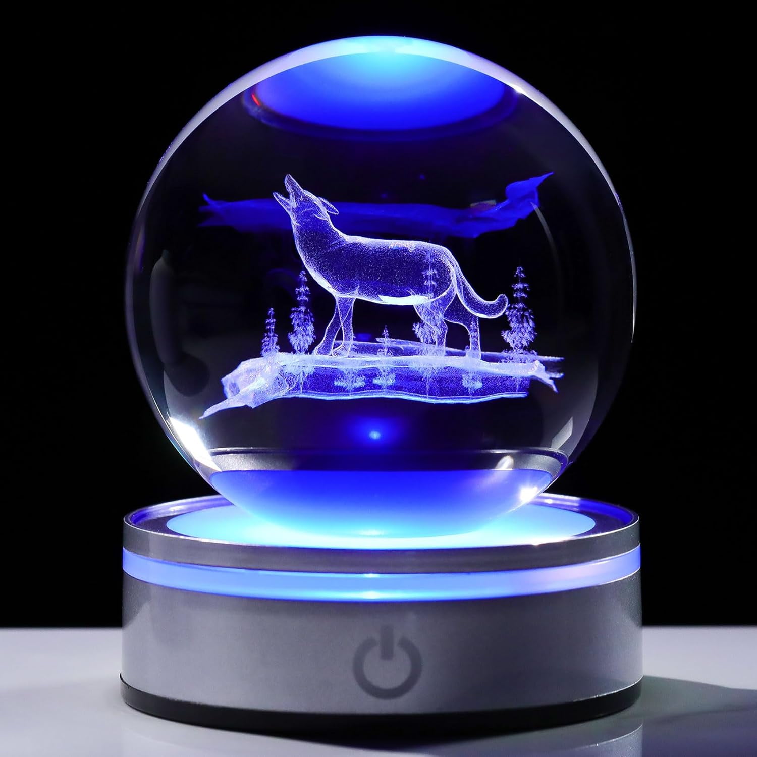 Wolf Gifts for Men Women 3D Crystal Ball Wolf Stuffed Animals Glass ...