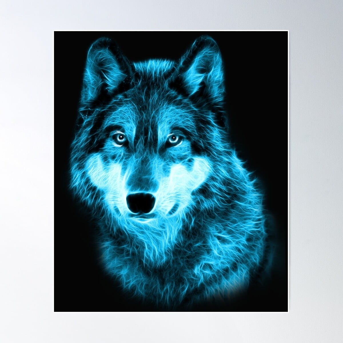 Wolf Glow Neon Wolves Gifts Poster Wall Art, Modern Wall Decor For ...