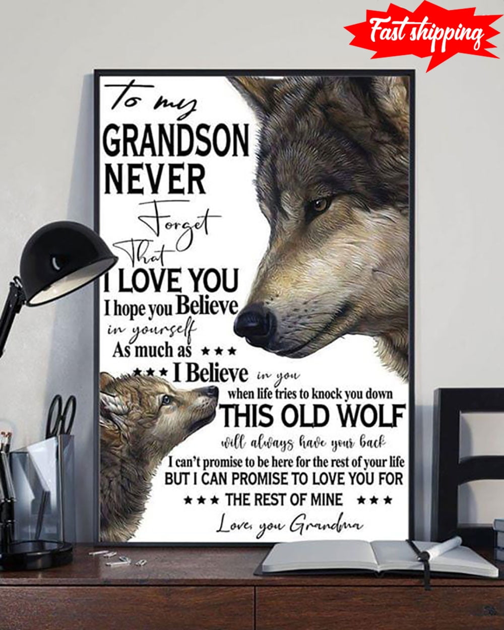 Wolf Grandma & Grandson To My Grandson Never Forget That I Love You I ...