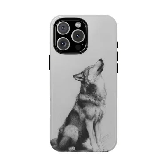 Wolf Graphite Sketch White Art Case for iPhone 17 to 11 Pro Max ...