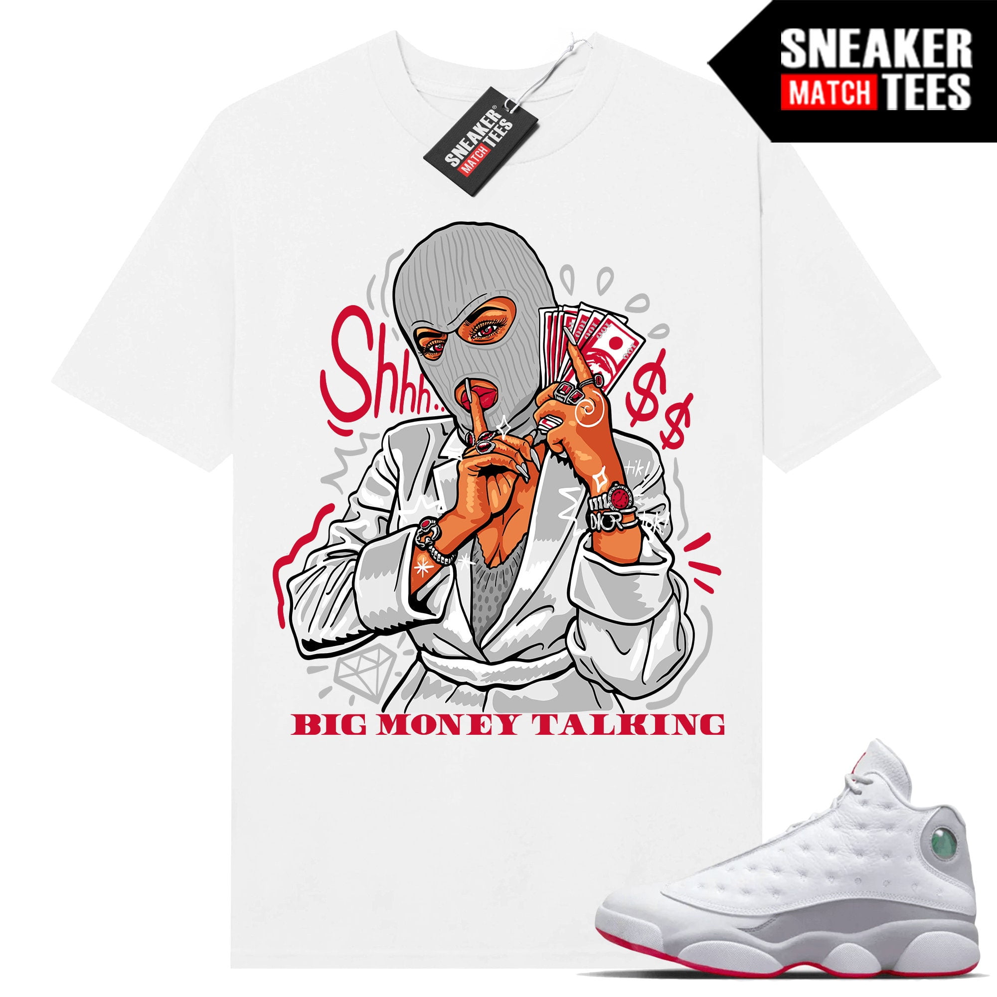 Wolf Grey 13s shirts to match Sneaker Match Tees White "Big Money ...