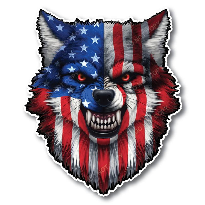 Wolf Growling with reflective eyes Graphic Vinyl Dog Sticker Decal for ...