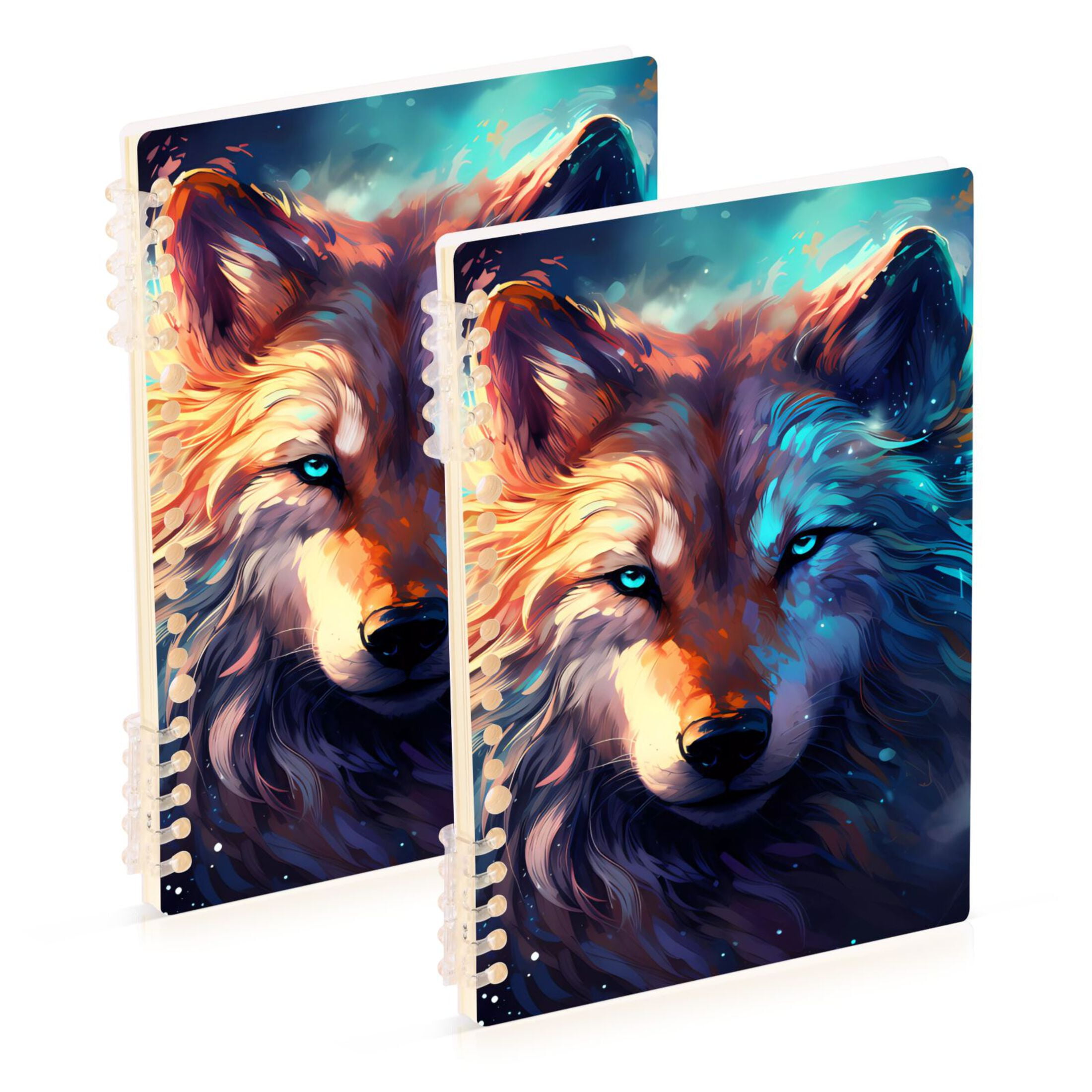 Wolf Head Blue Ring Binder Notebook Journey Note Diary College Ruled ...