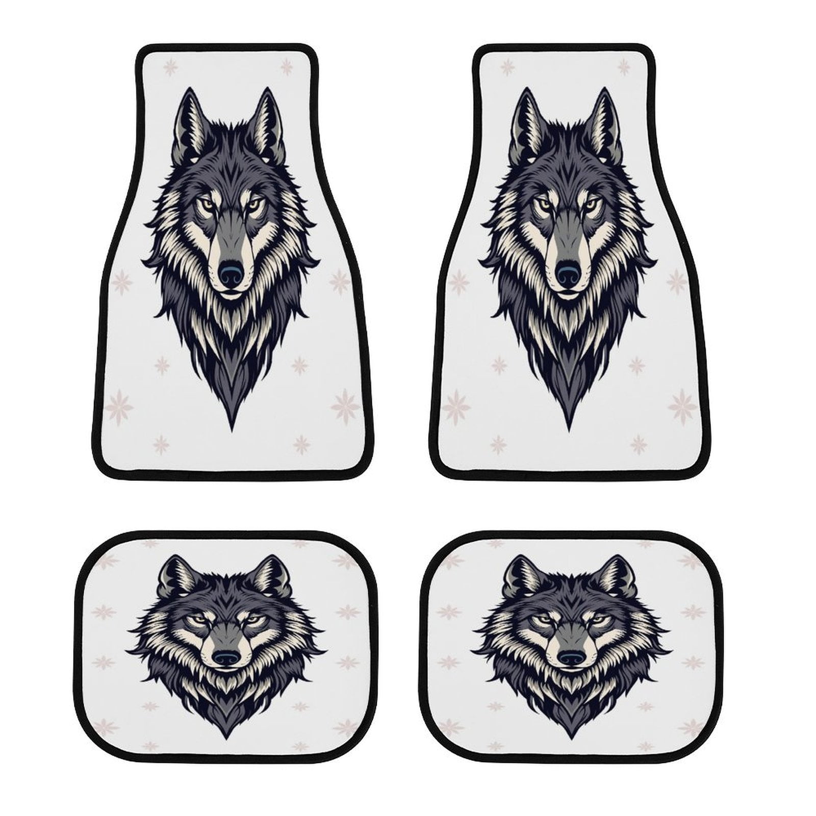 Wolf Head Design Car Floormat Heavy Duty Front Rear Floor Mats Carpet ...