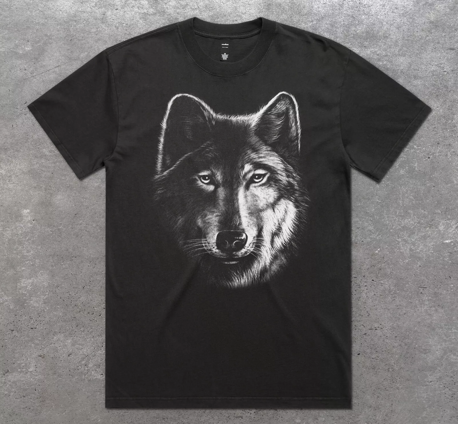 Wolf Head Graphic Washed T-Shirt Tee Top Wolves 90's 80's Oversized Fit ...
