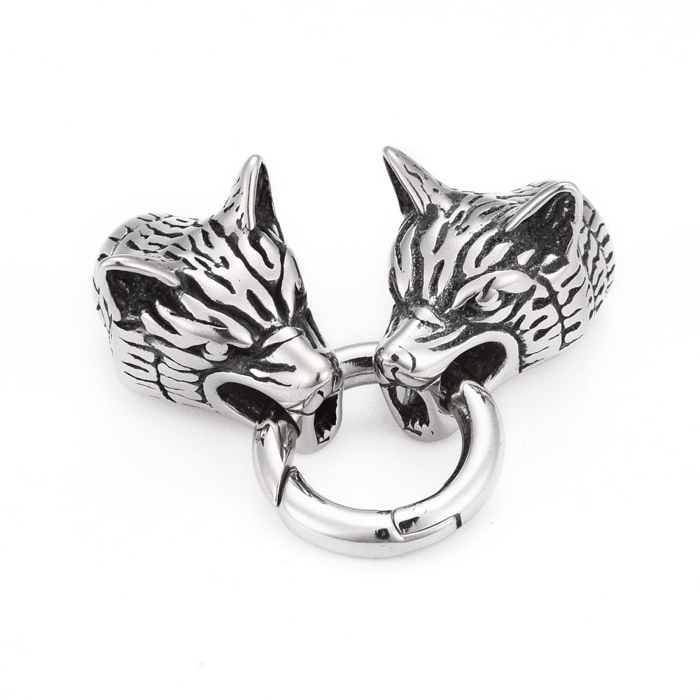 Wolf Head Stainless Steel Spring Gate Rings O Rings with Two Cord End ...