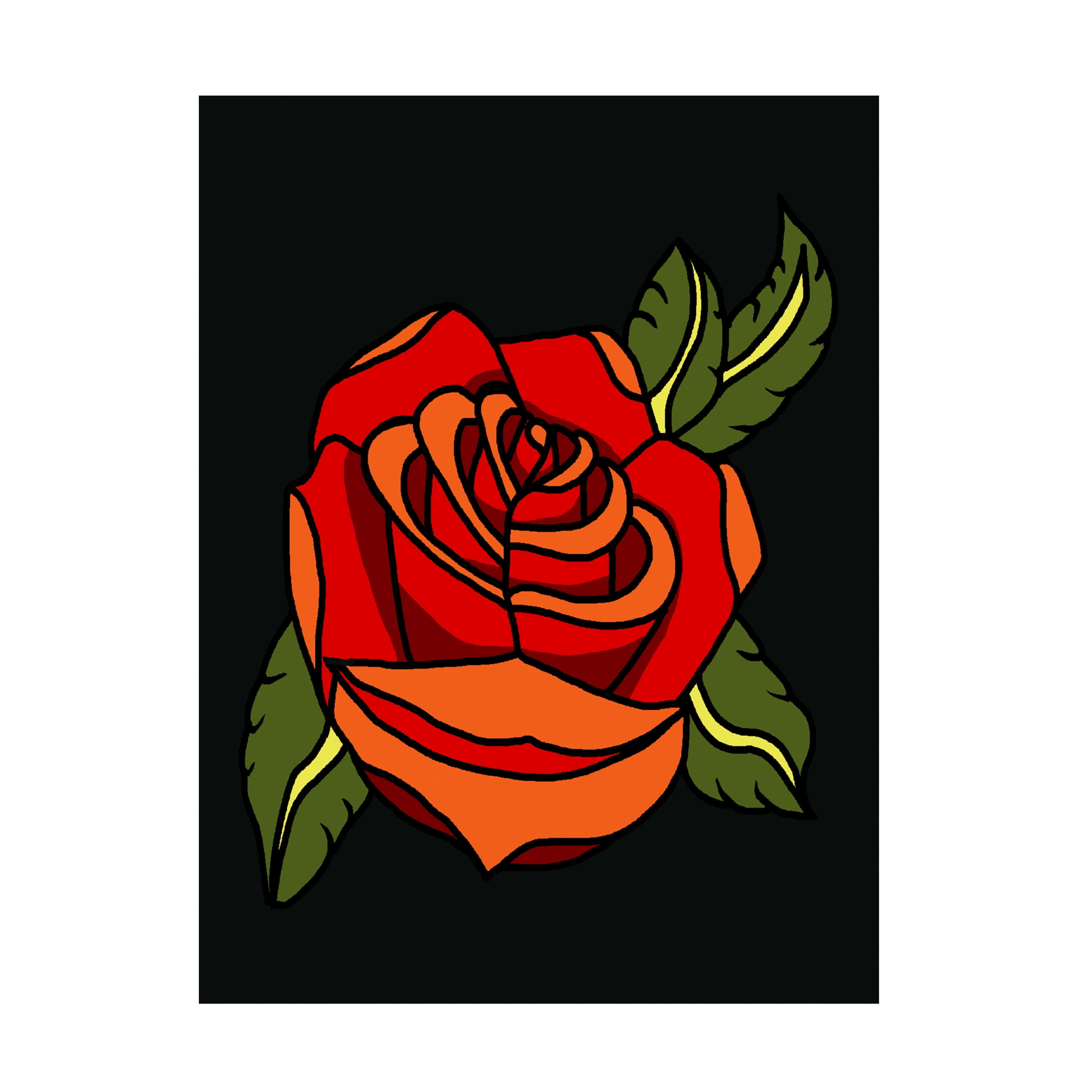 Wolf Heart Illustrations Red Rose Tattoo Art - 24x24 inches - Walmart.com