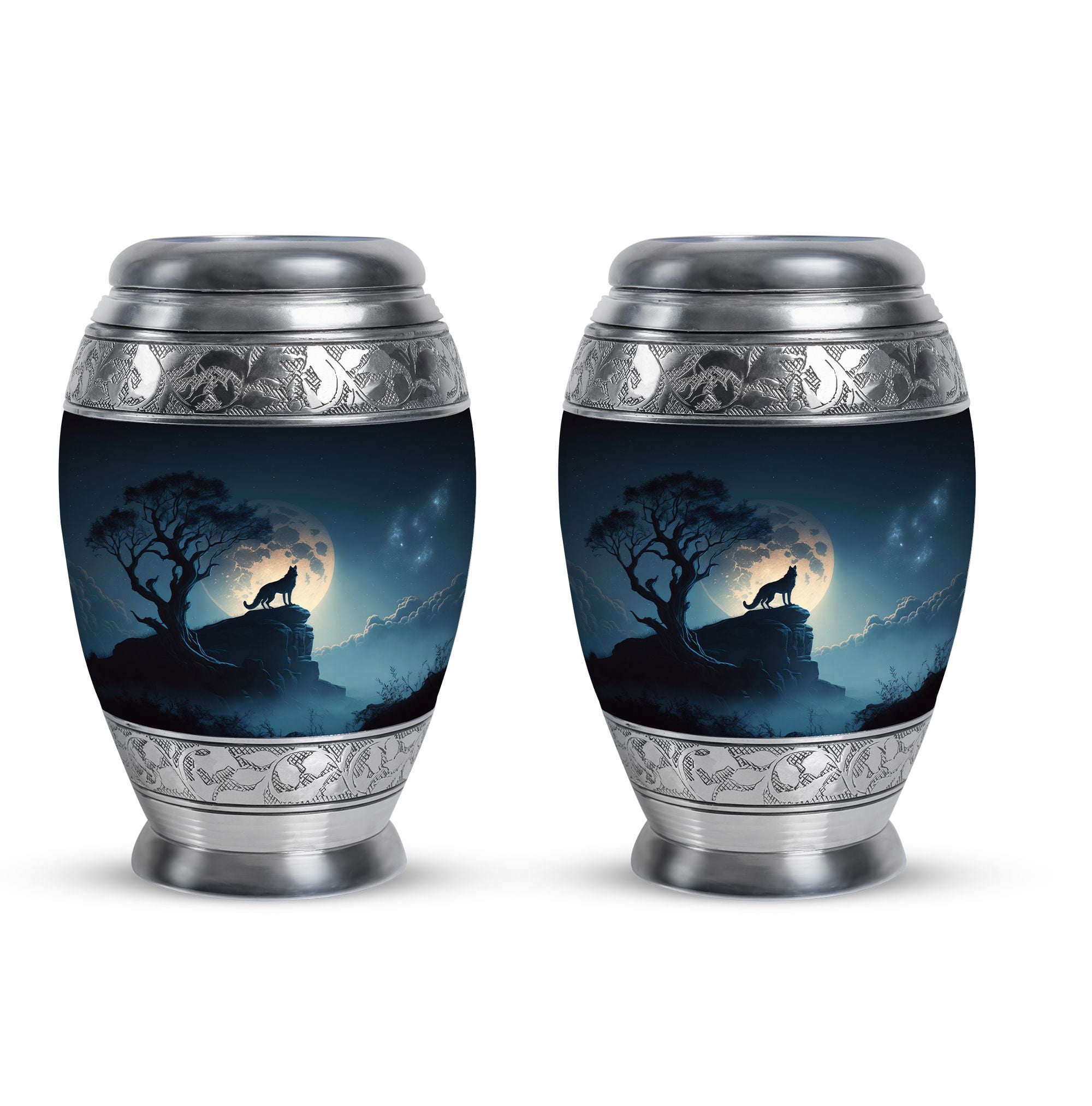 Wolf Hill Night Moon Sky Decorative Urns -small Dad Urns For Human ...