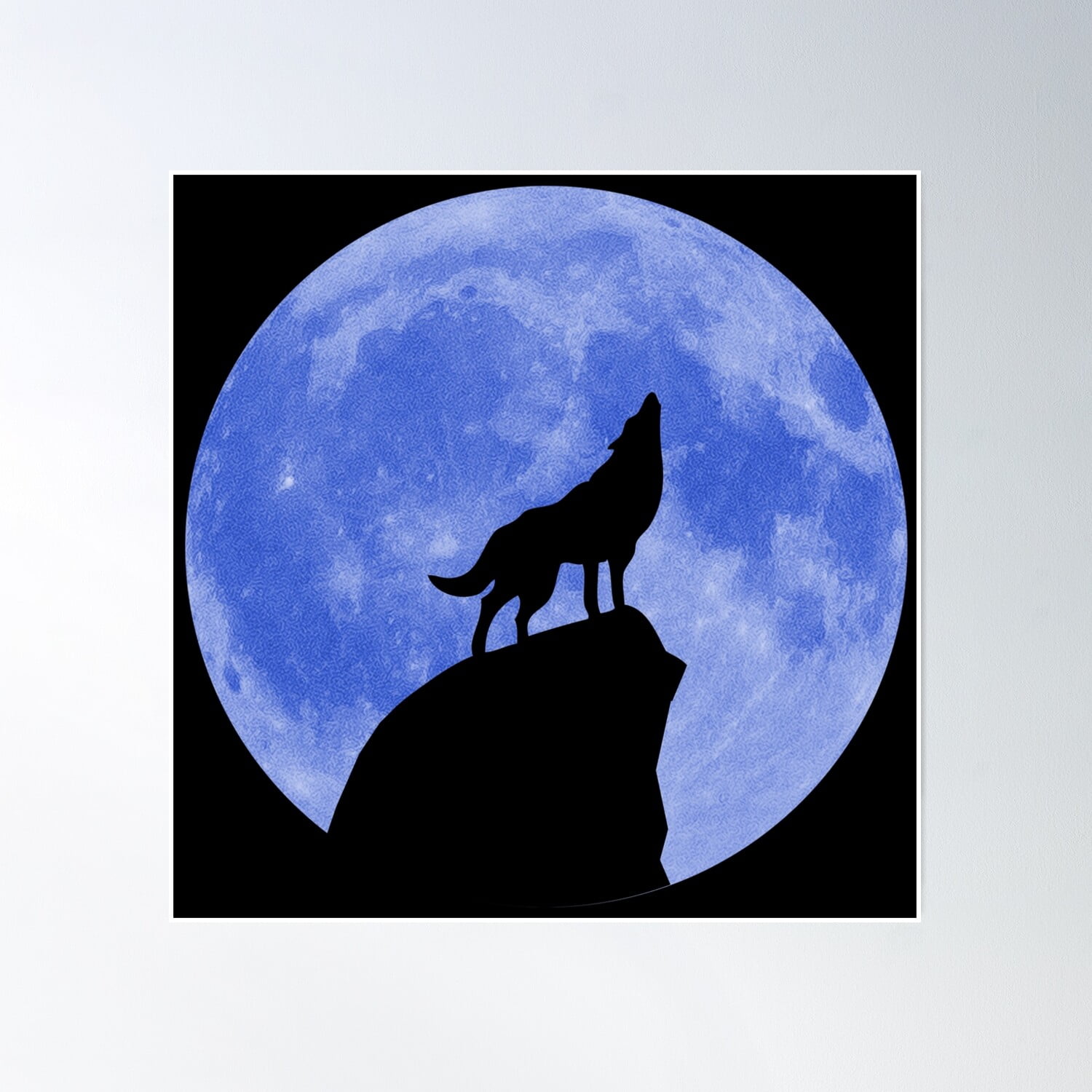 Wolf Howling At A Blue Moon Poster Wall Art, Modern Wall Decor, 16x16 ...