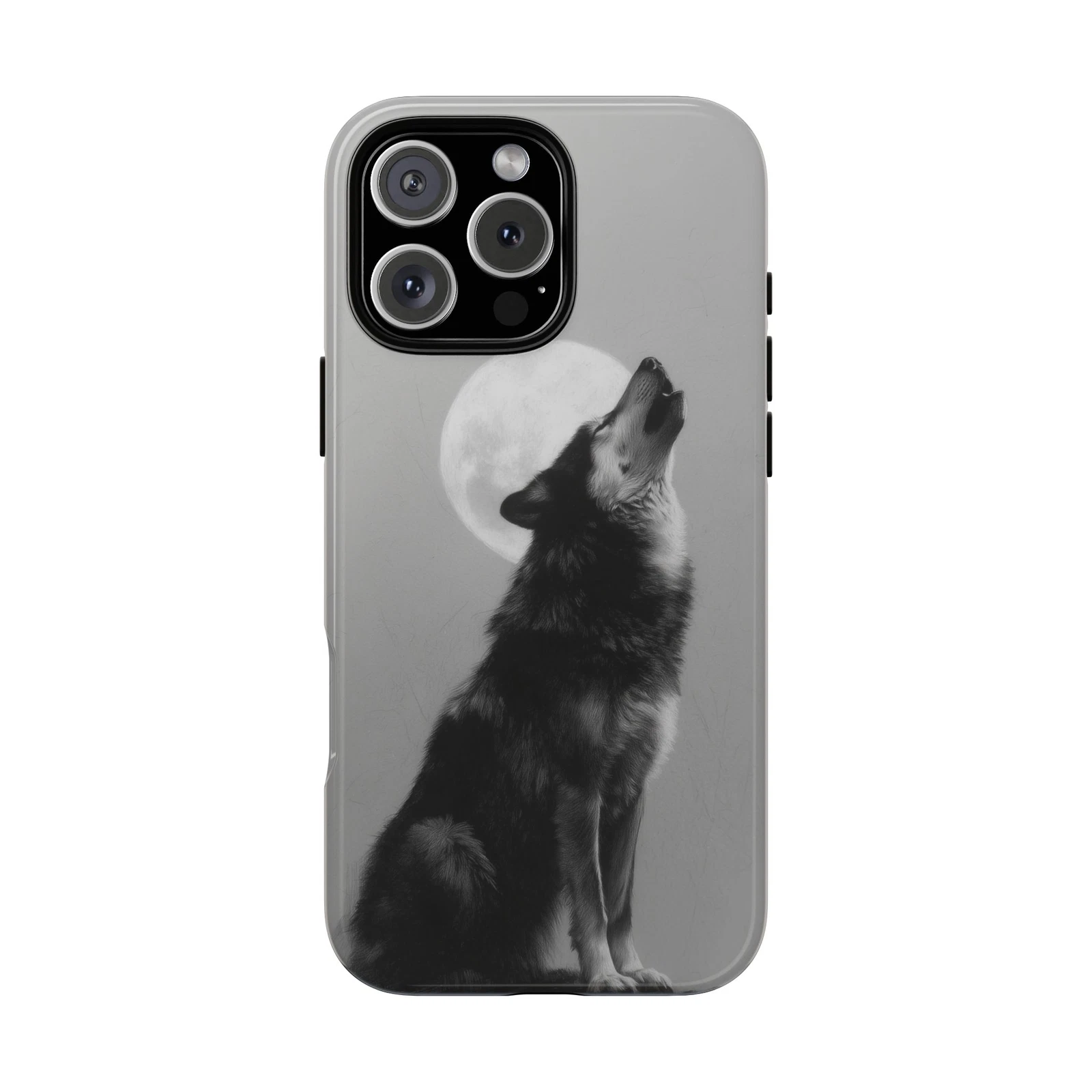 Wolf Howling Charcoal Gray Mountain Art Phone Case for iPhone 17 to 11 ...