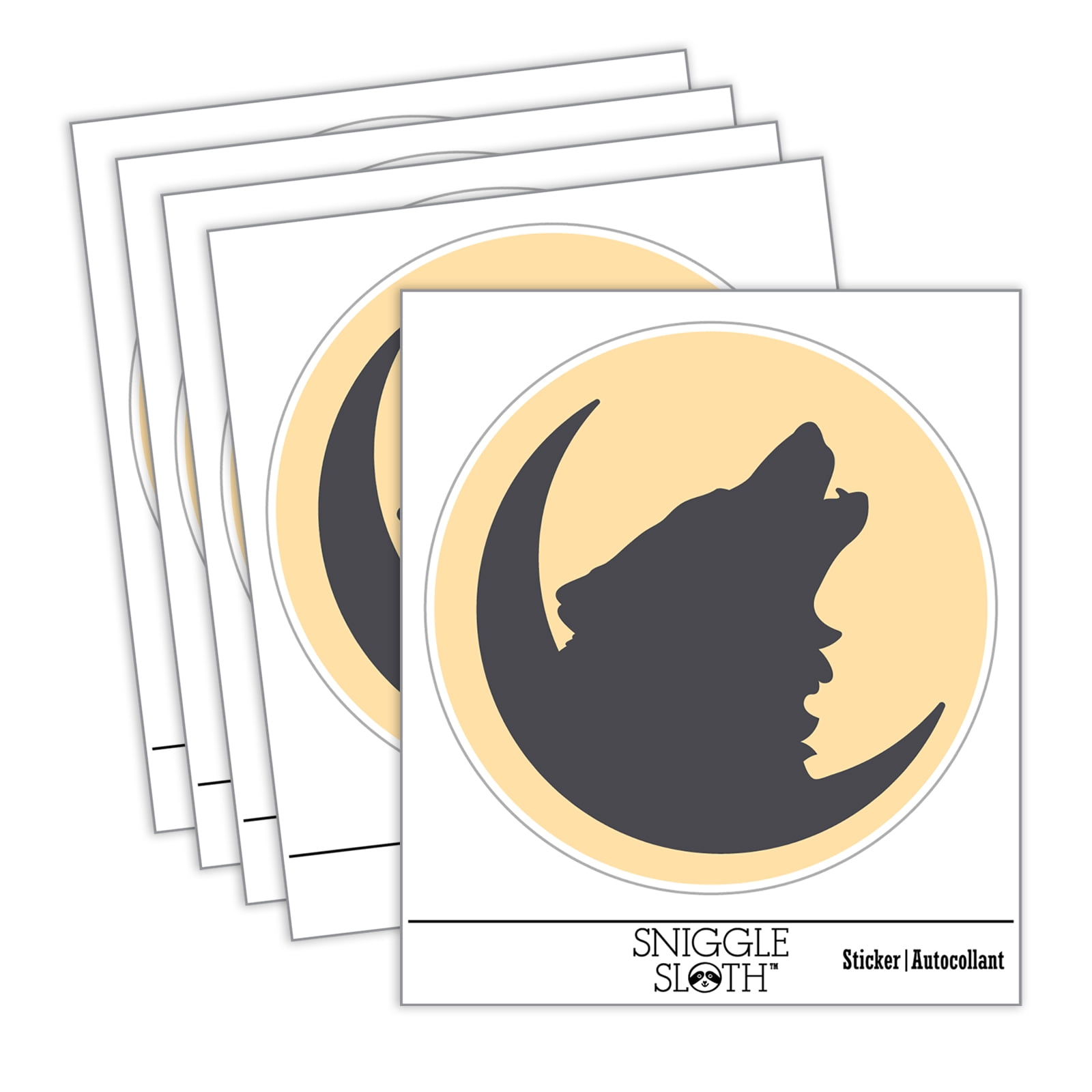 Wolf Howling Crescent Moon Car Window Bumper Water Bottle Phone Tablet ...