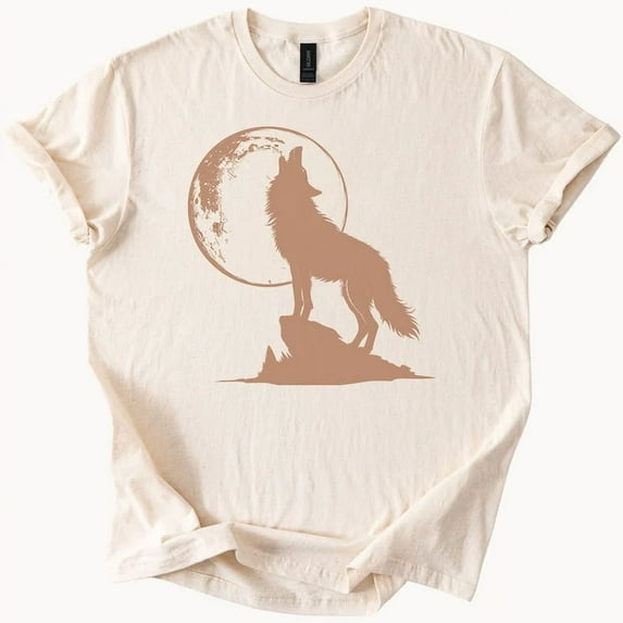 Wolf Howling Moon Shirt Nature Tee Wildlife Graphic - Walmart.com