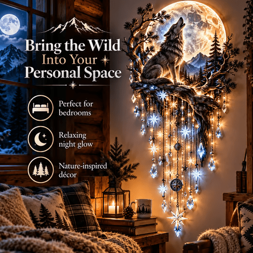 Wolf Howling Moon Starfall Wall Light, LED Starry Wall Sconce ...