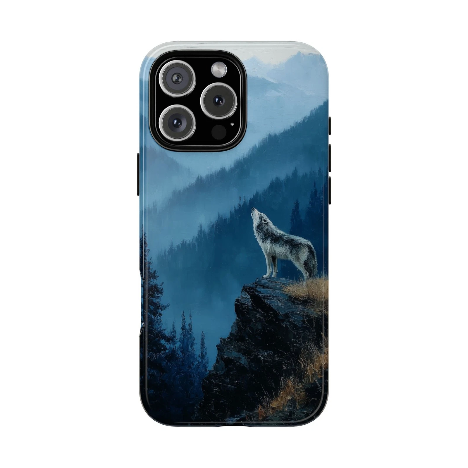 Wolf Howling Oil Brush Style Nature Art Alpha iPhone 11 12 13 14 15 16 ...