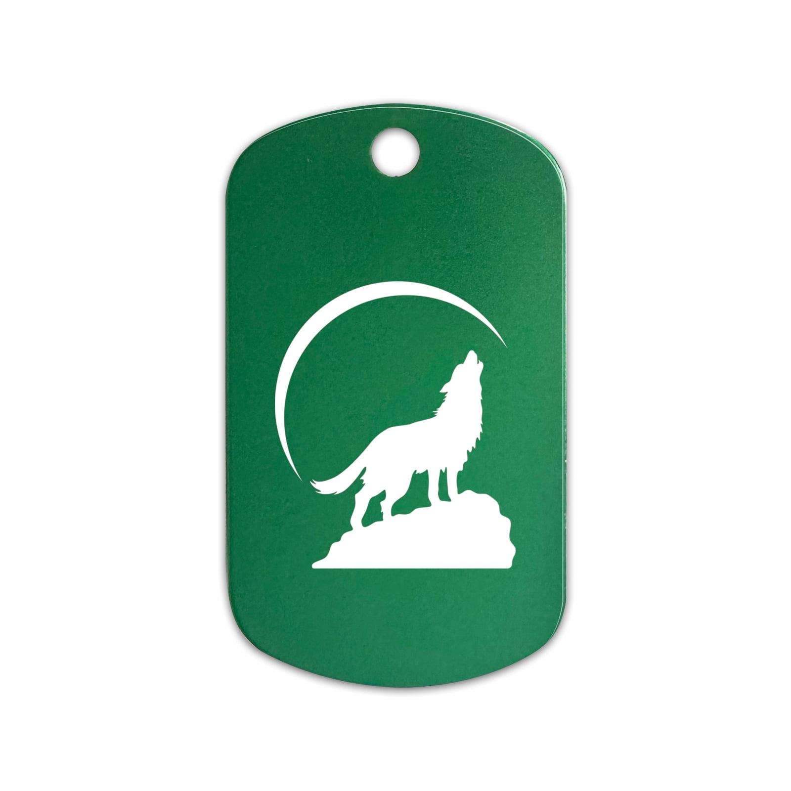 Wolf Howling On Rock With Moon GI Dog Tag Aluminum Keychain outdoors ...