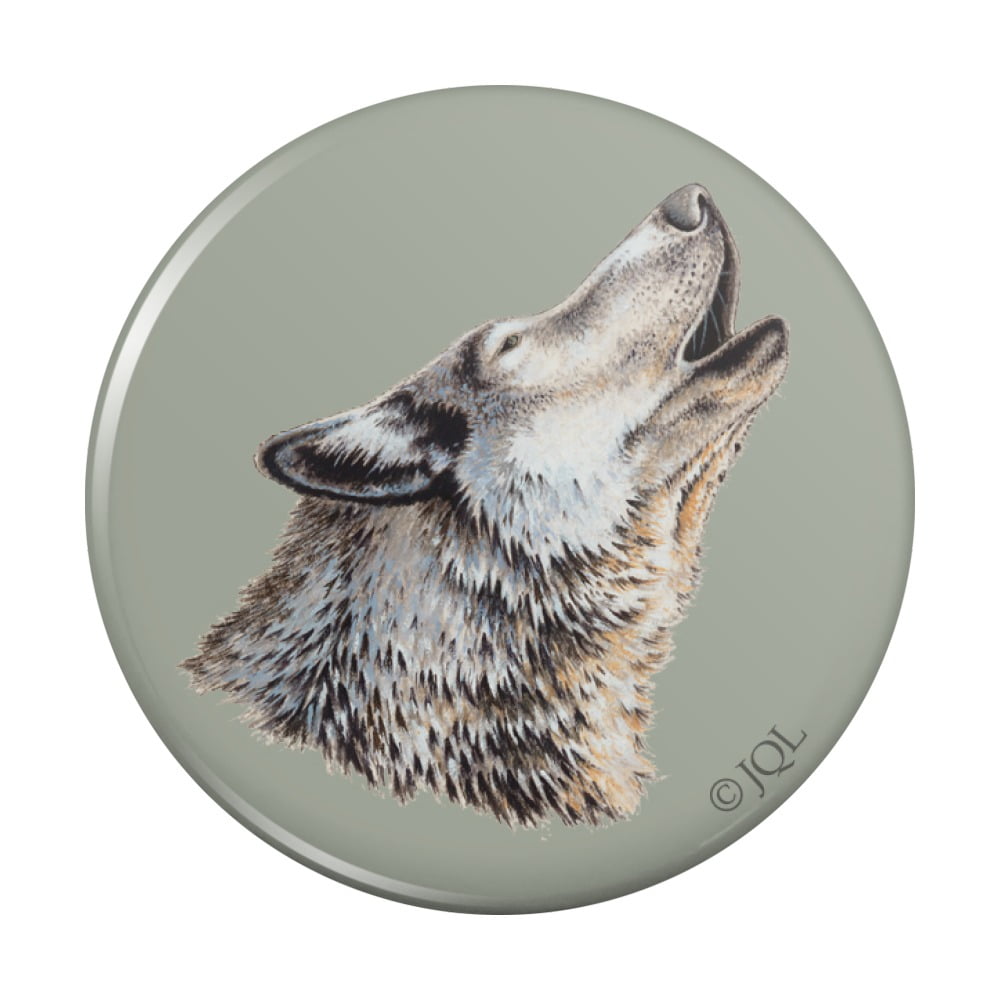 Wolf Howling Pinback Button Pin - Walmart.com