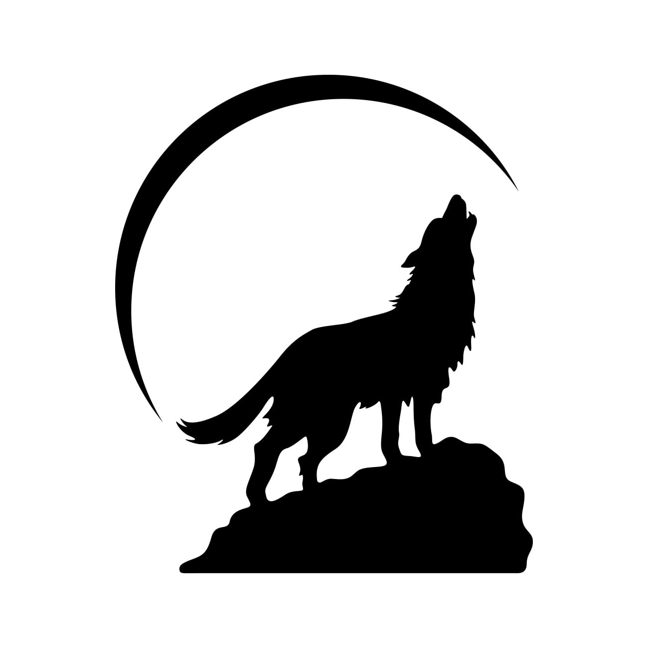 Wolf Howling on Rock with Moon Sticker Decal Die Cut - Self Adhesive ...