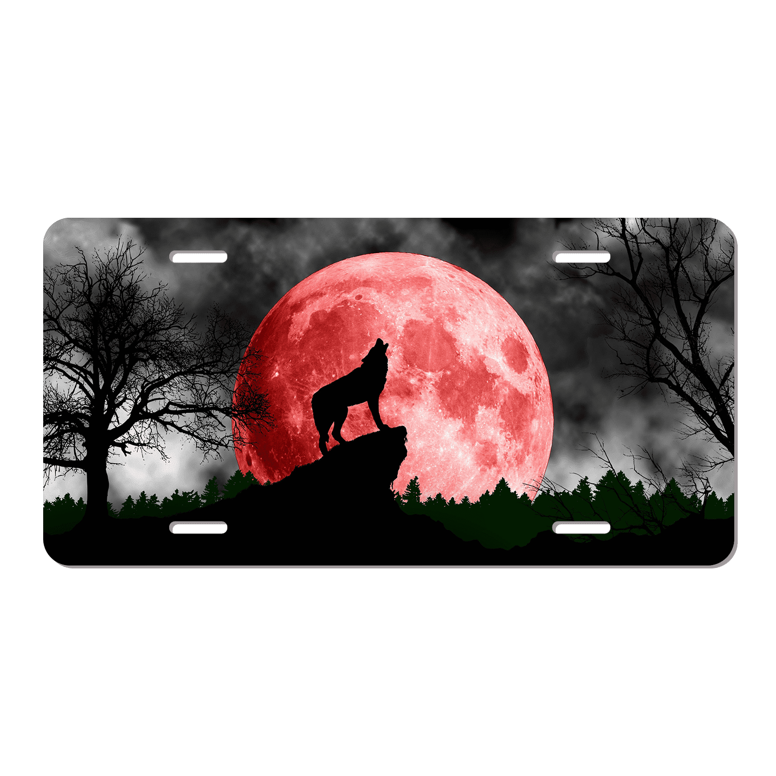 Wolf Howling at The Red Moon License Plate Personalized License Plate ...
