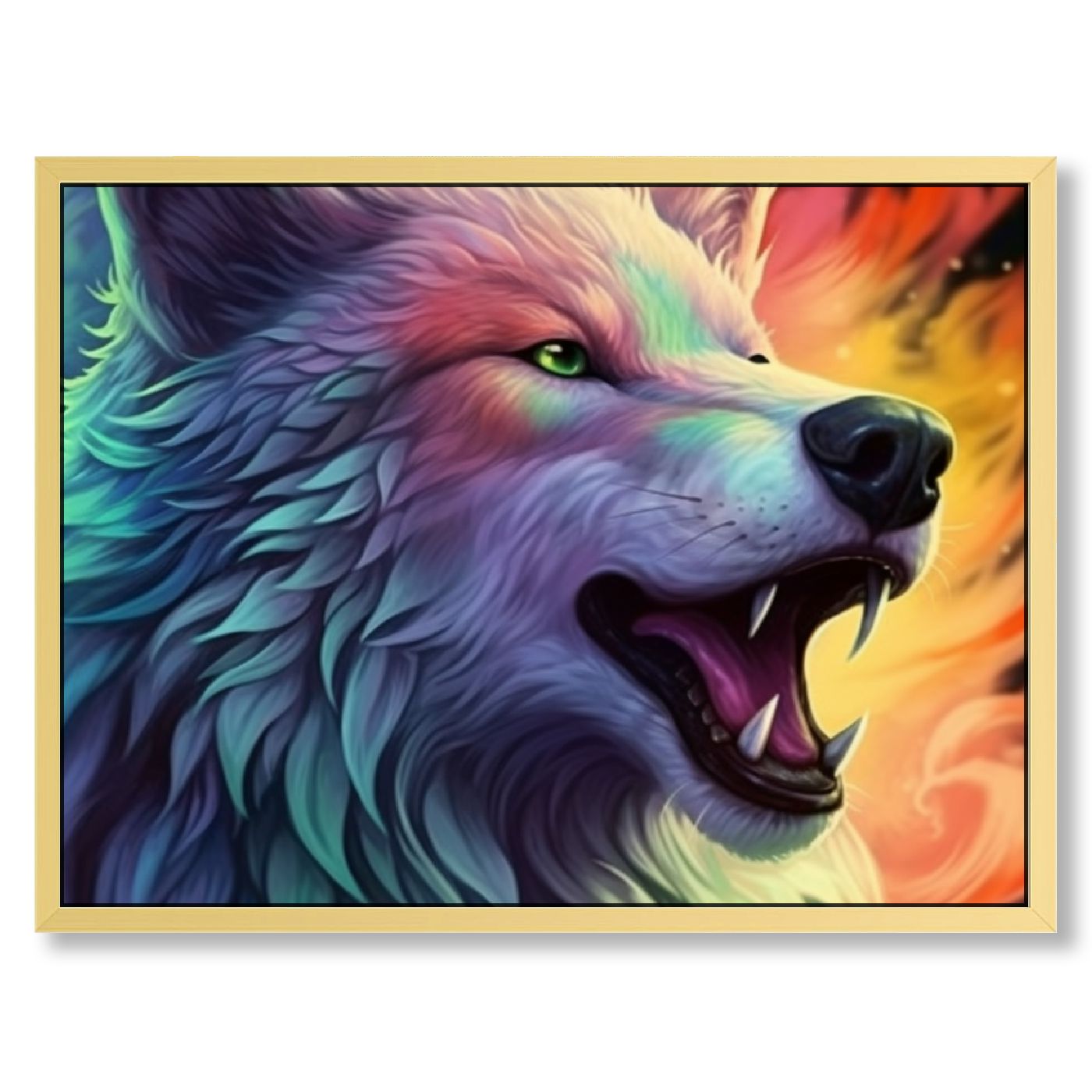 Wolf Howling Wall Art Canvas Painting Prints Hanging Picture Artwork ...