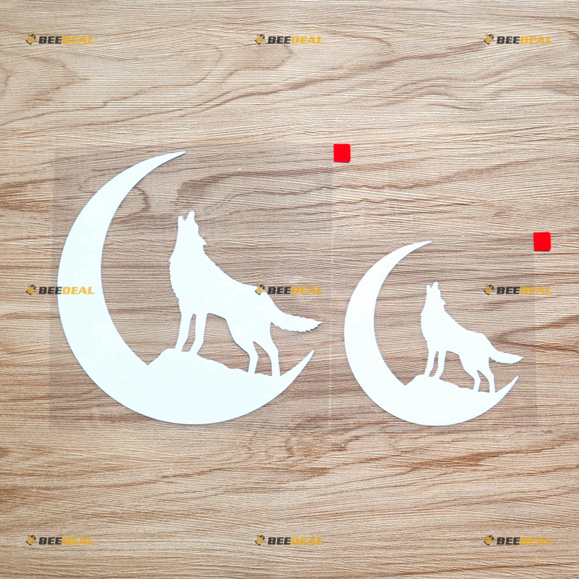 Wolf Howling Wolves Sticker Decal Vinyl Night Moon - 2 Pack White, 4 ...