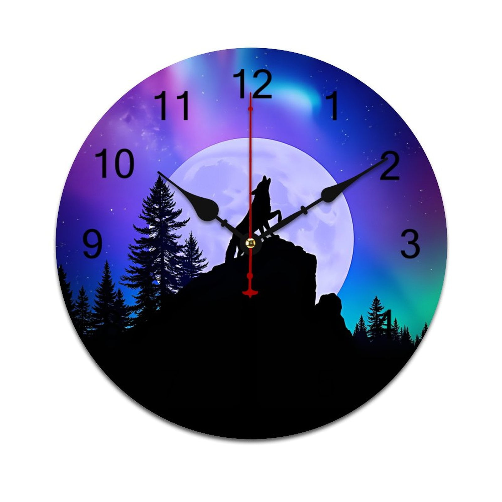 Wolf Howling at A Full Moon in A Forest Setting Printed Silent Wall ...