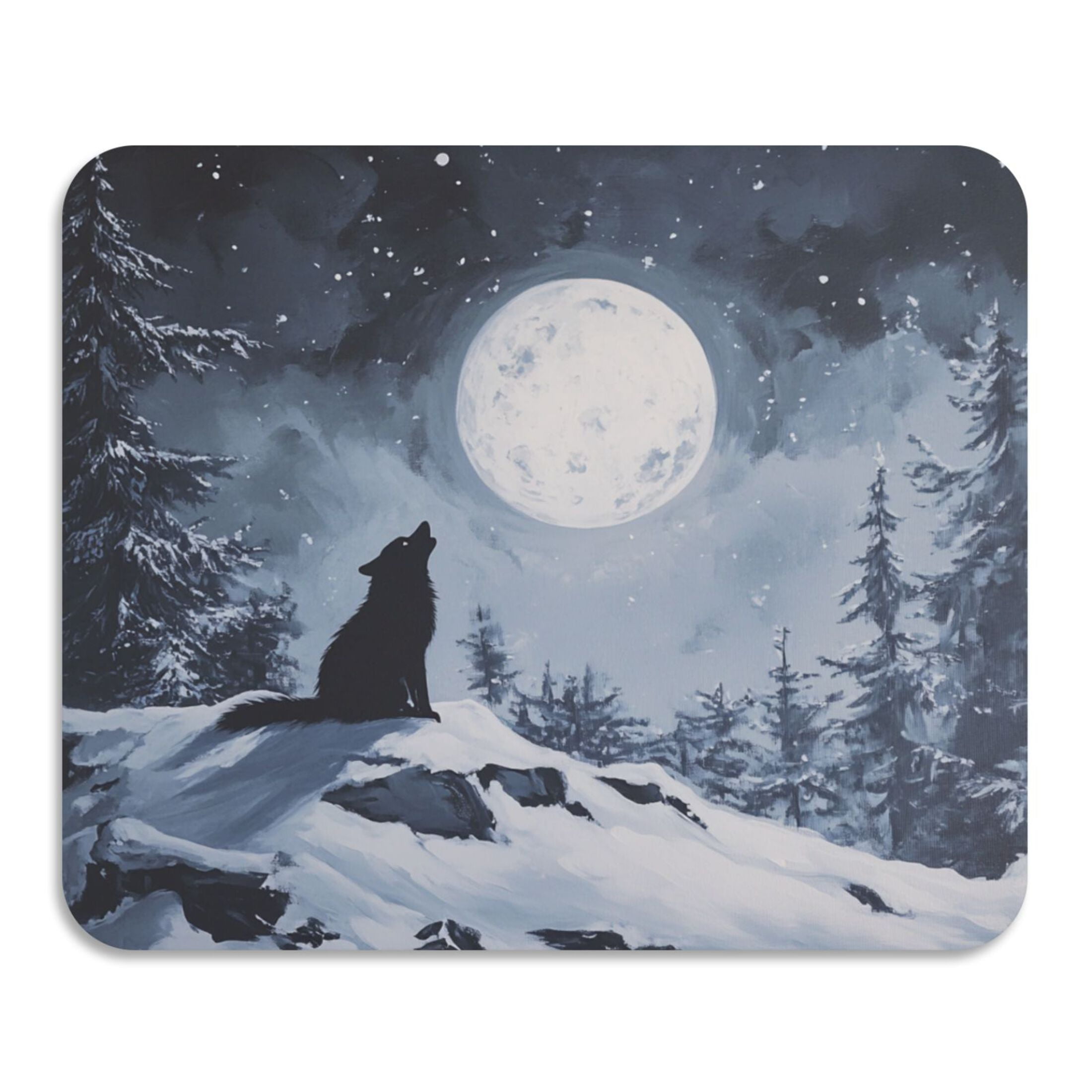 Wolf Howling at Moon in Snow Trees Diatomite Dish Drying Mat Drain Pad ...