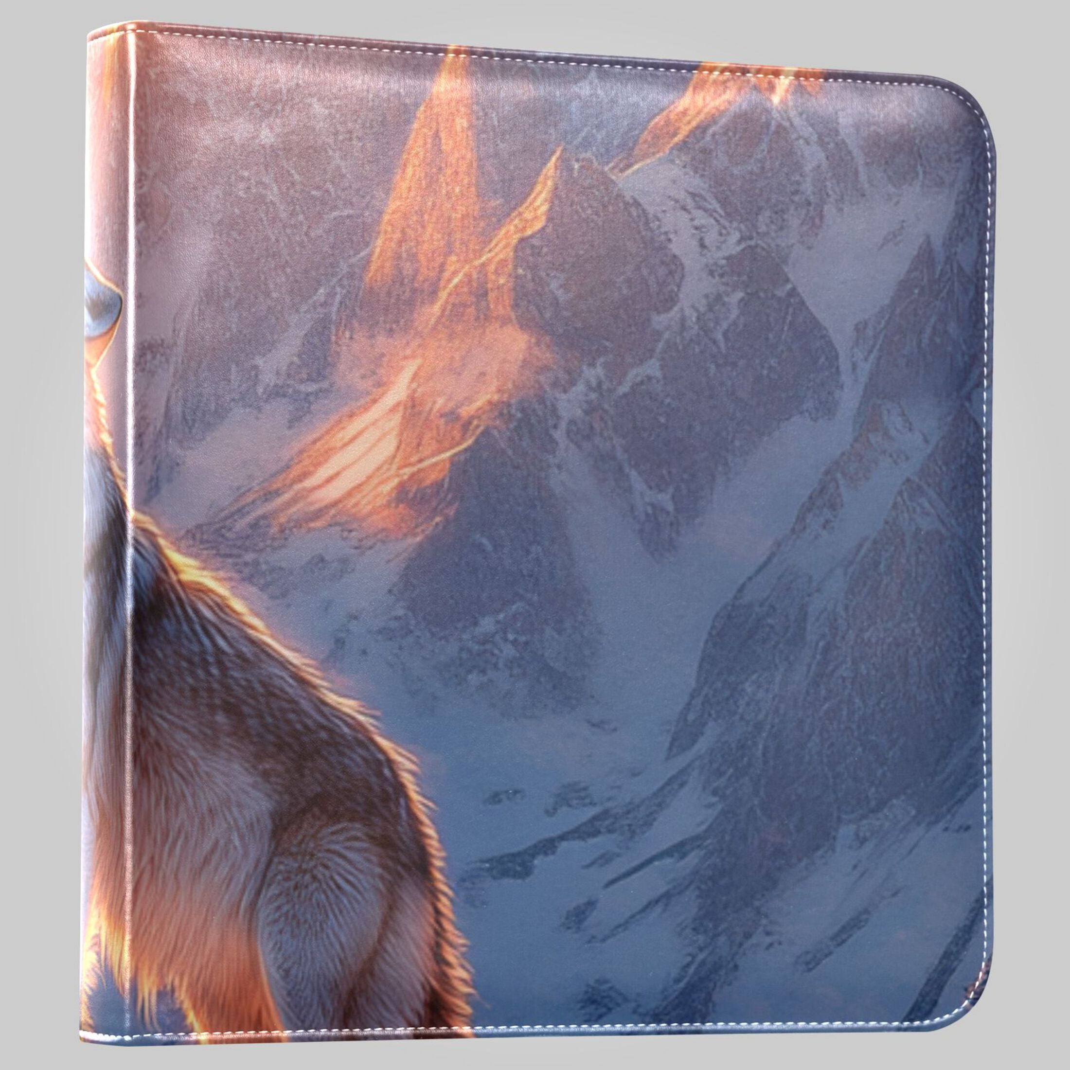 Wolf Howling at Moon on Snow Mountains PU Leather Photo Albums 3 Rings ...