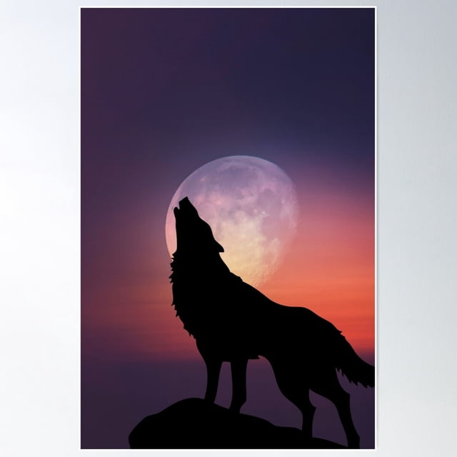 Wolf Howling at the Moon Poster, 8x12 UNFRAMED - Walmart Business Supplies