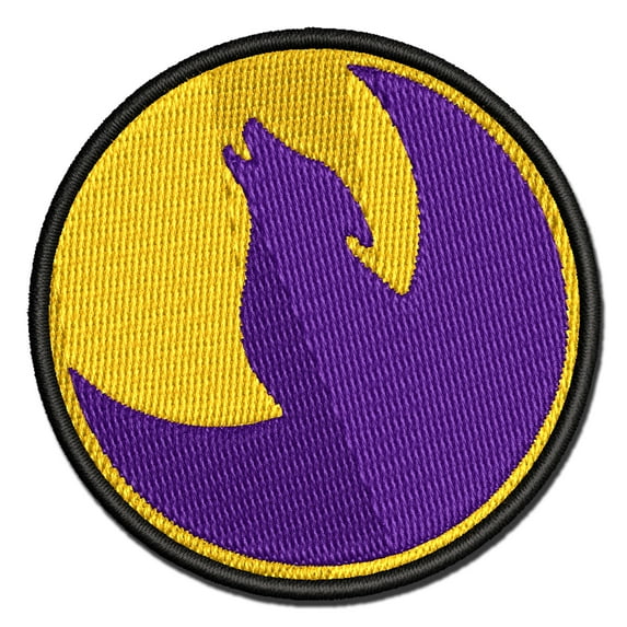 Wolf Howling with Moon Applique Multi-Color Embroidered Iron-On Patch ...