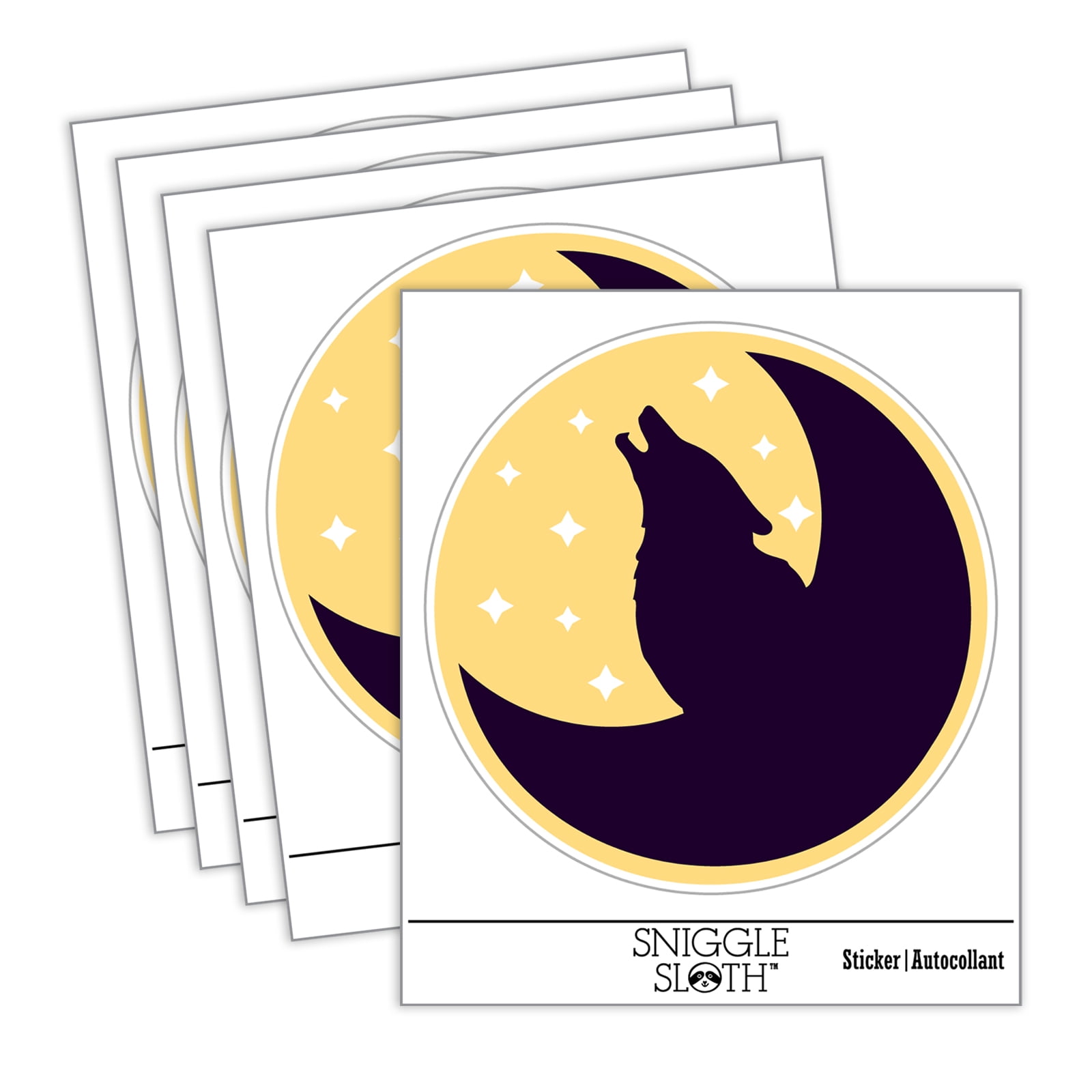 Wolf Howling with Moon Car Window Bumper Water Bottle Phone Tablet ...