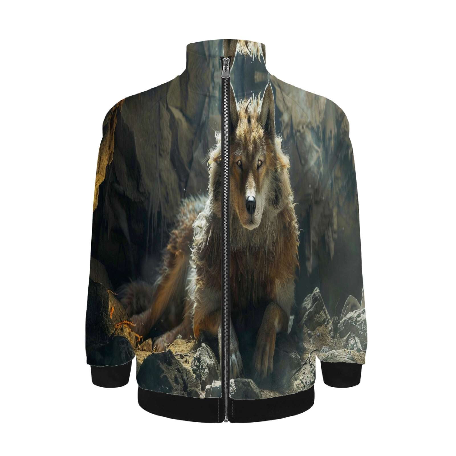 Wolf In Cave Jacket Men's Street Cool Long Sleeves Coat Personality ...