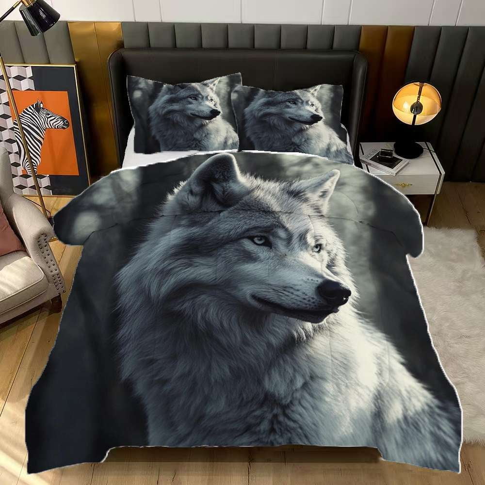 Wolf In Forest Comforter Set Queen Size Bedding Set For Travl Bedroom ...