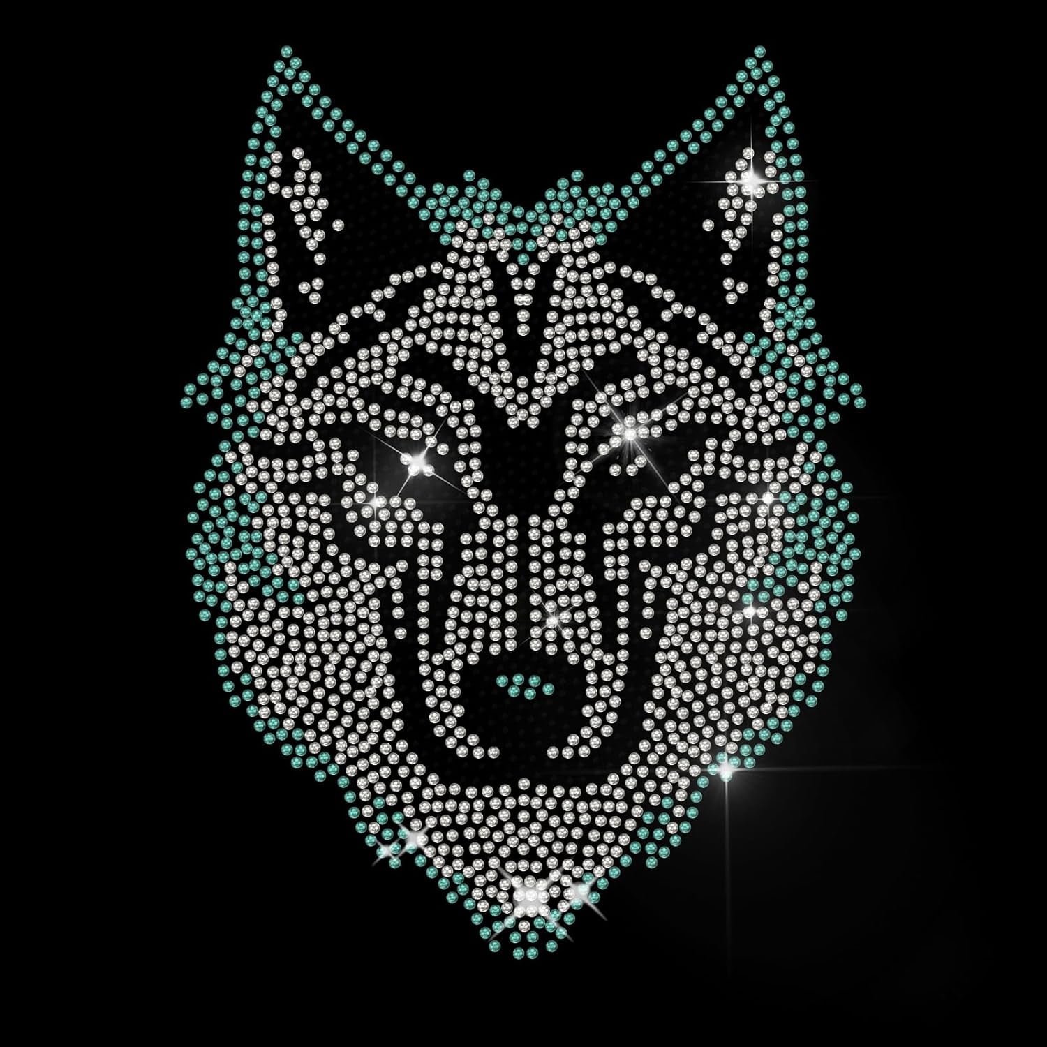 Wolf Iron on Rhinestone Heat Transfer Wolf Head Hot Transfers Patches ...