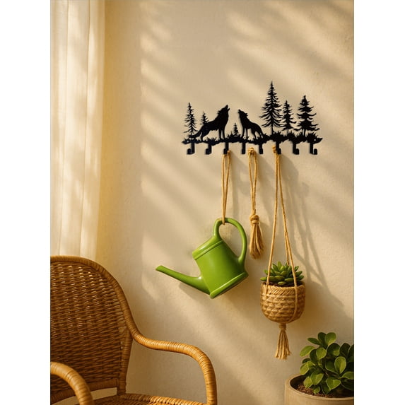 Wolf Key Holder Wall Mount – 8-Hook Metal Coat Rack for Keys, Hats ...