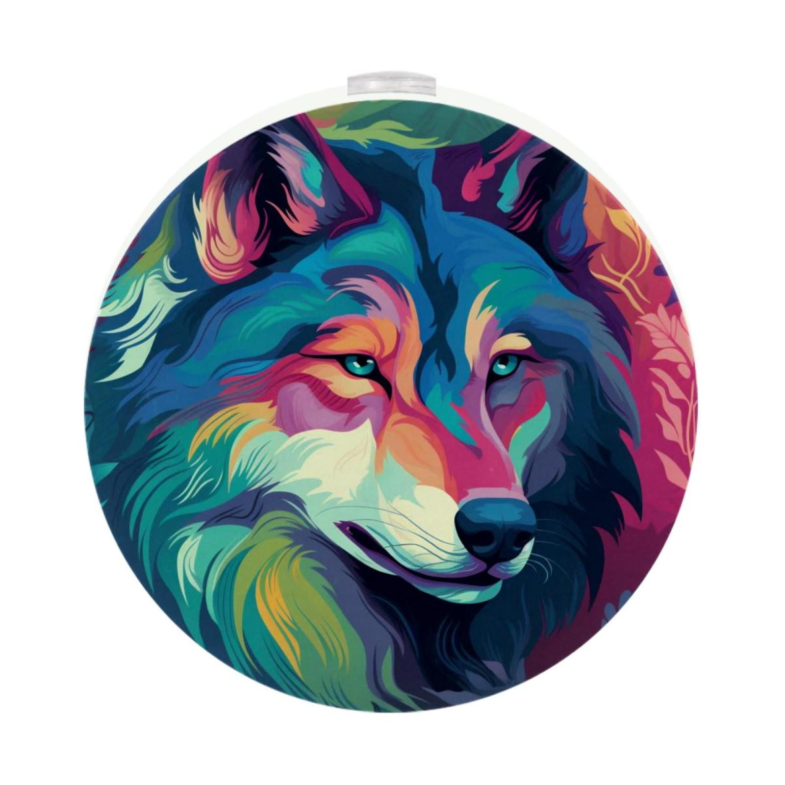 Wolf LED Round Night Light - 2 Pack, Plug-in Motion Sensor Wall Lamp ...