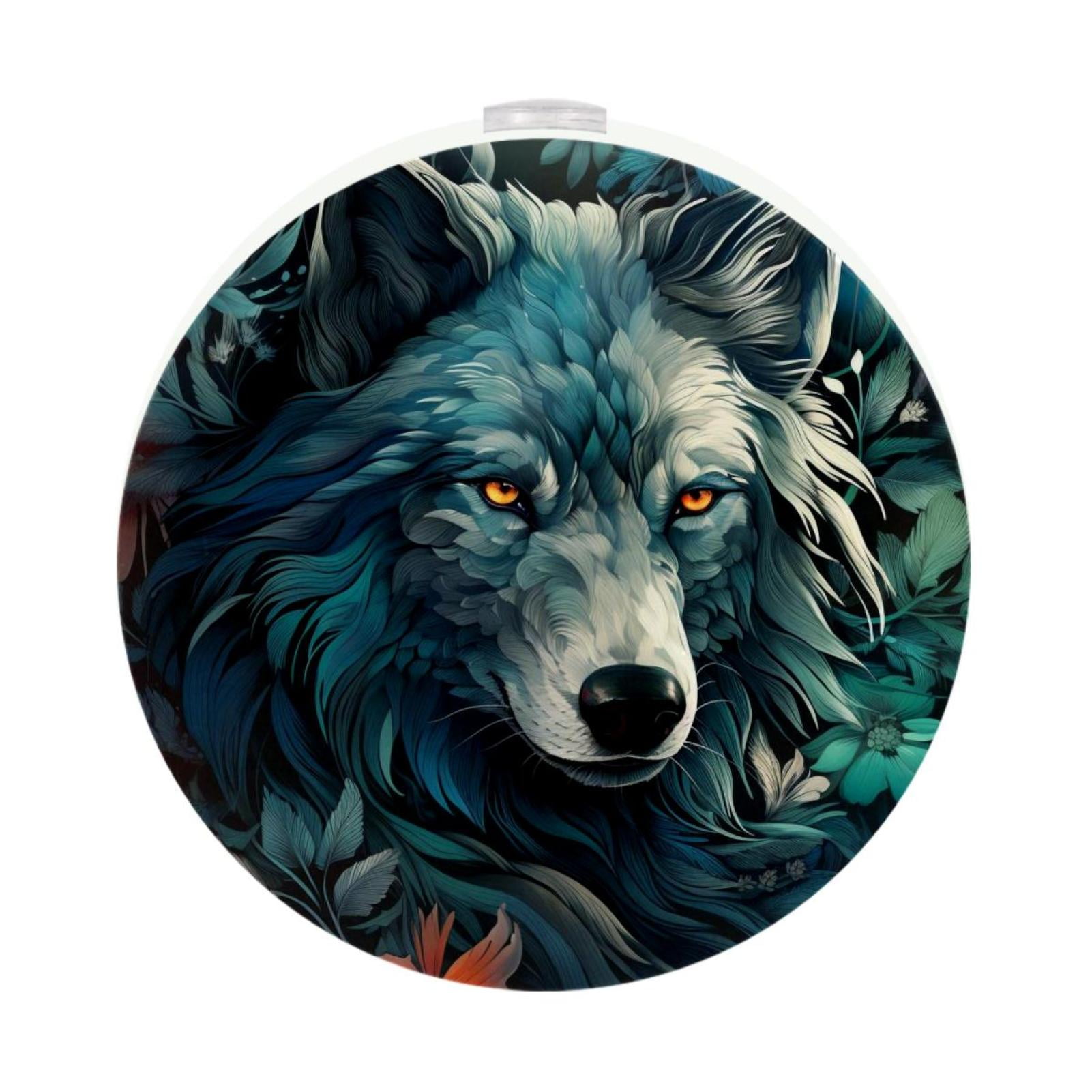 Wolf LED Round Night Light - 2 Pack, Plug-in Motion Sensor Wall Lamp ...