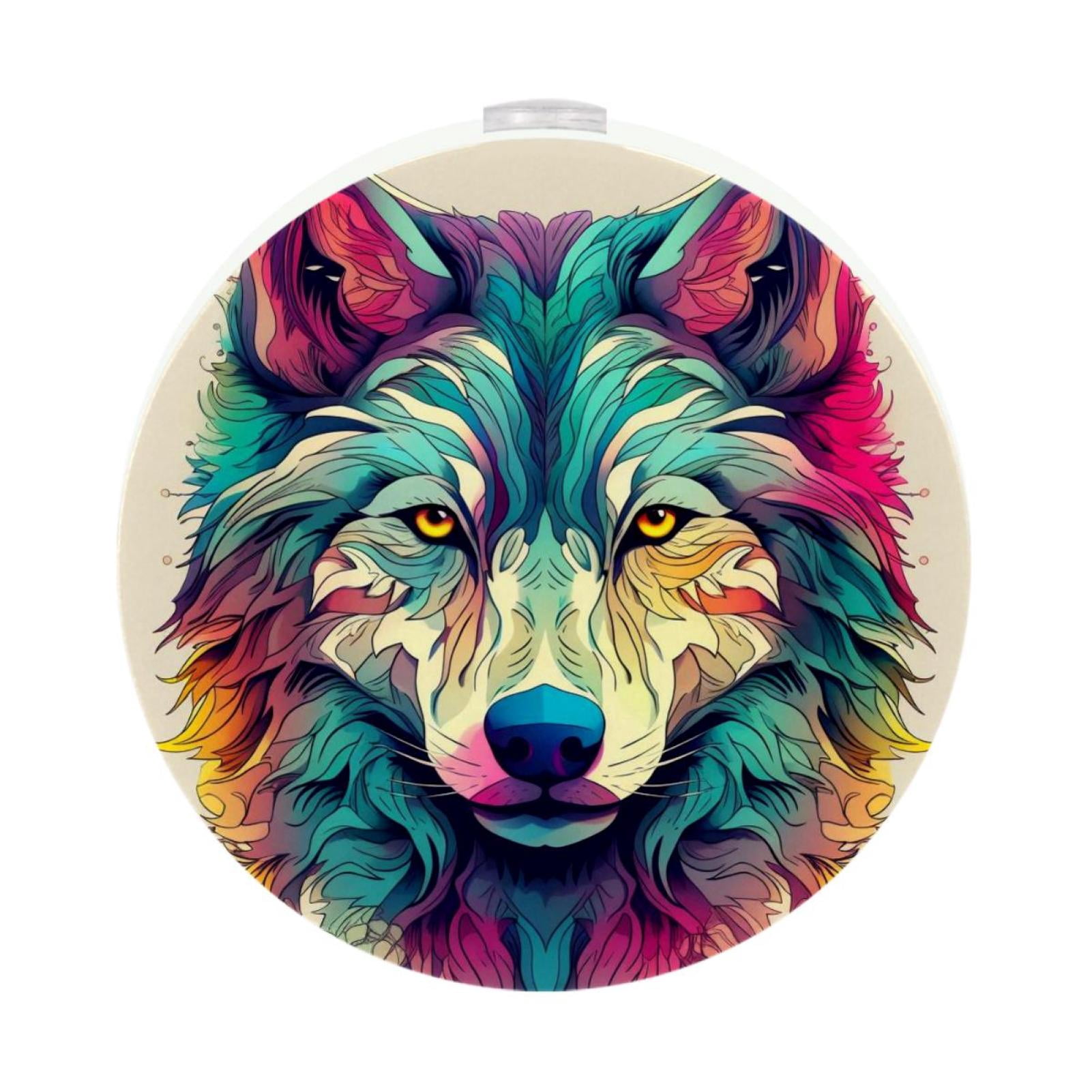 Wolf LED Round Night Light - 2 Pack, Plug-in Motion Sensor Wall Lamp ...