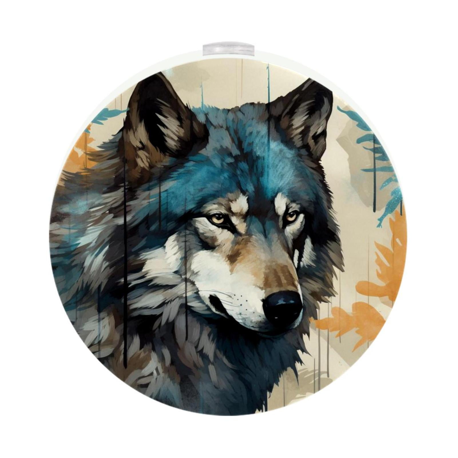 Wolf LED Round Night Light-2PCS, Energy-Efficient Plug-in Ambient Lamp ...