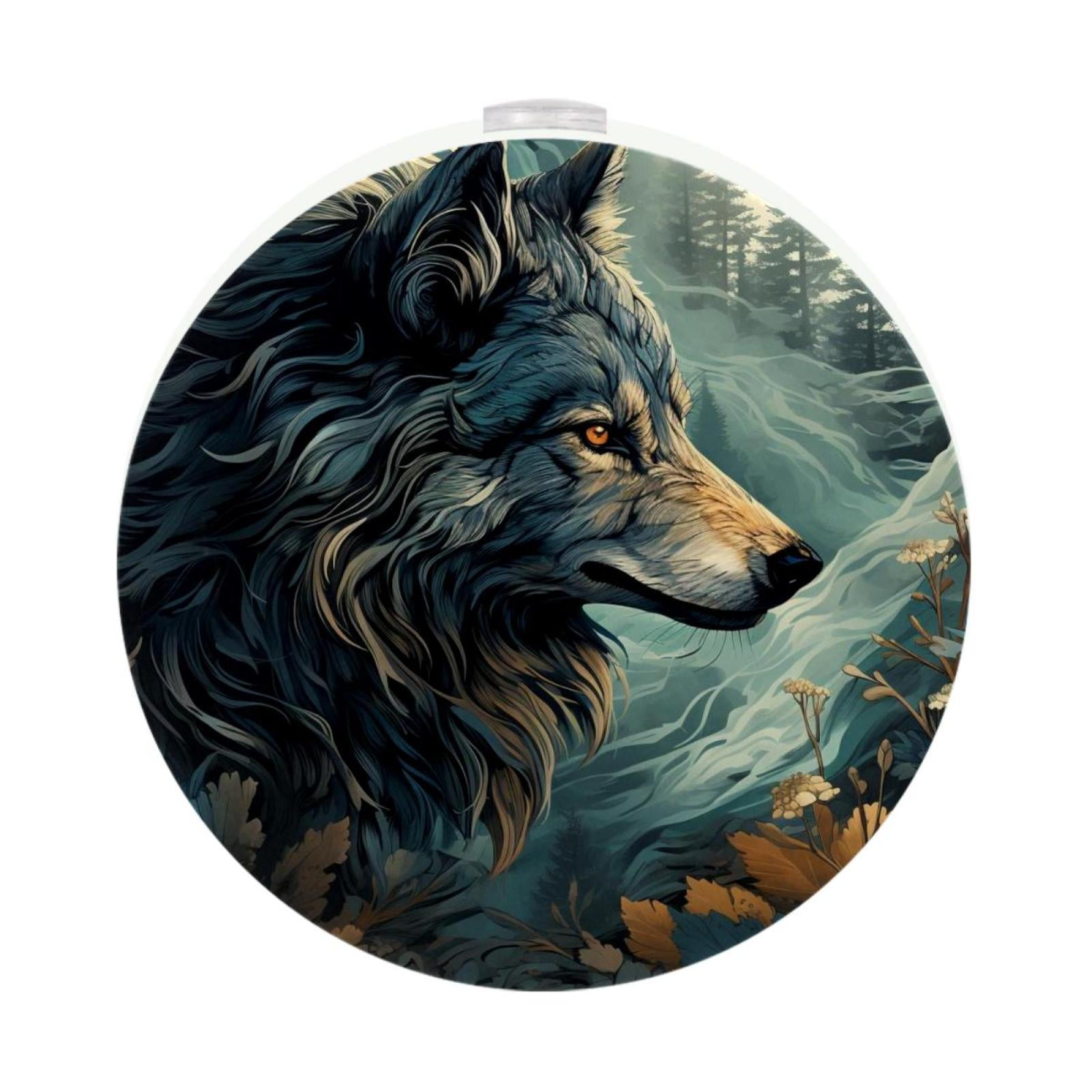 Wolf LED Round Night Light-2PCS, Plug-in Auto Dusk to Dawn Sensor ...