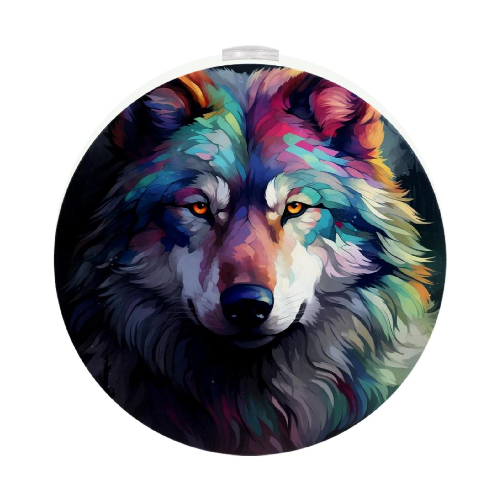 Wolf LED Round Night Light-2PCS, Plug-in Auto Dusk to Dawn Sensor ...