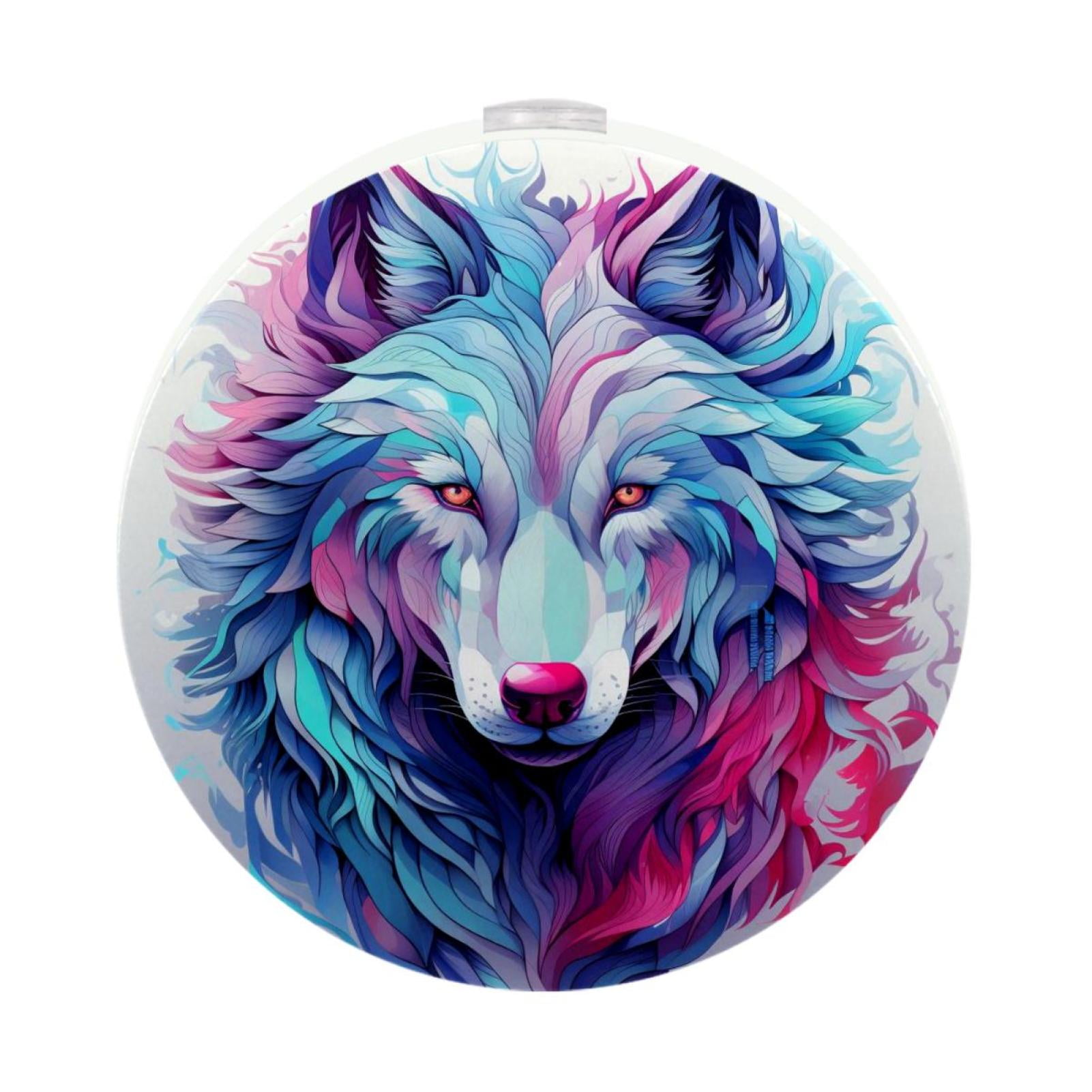Wolf LED Round Night Light-2PCS, Plug-in Dusk-to-Dawn Auto Sensor Wall ...