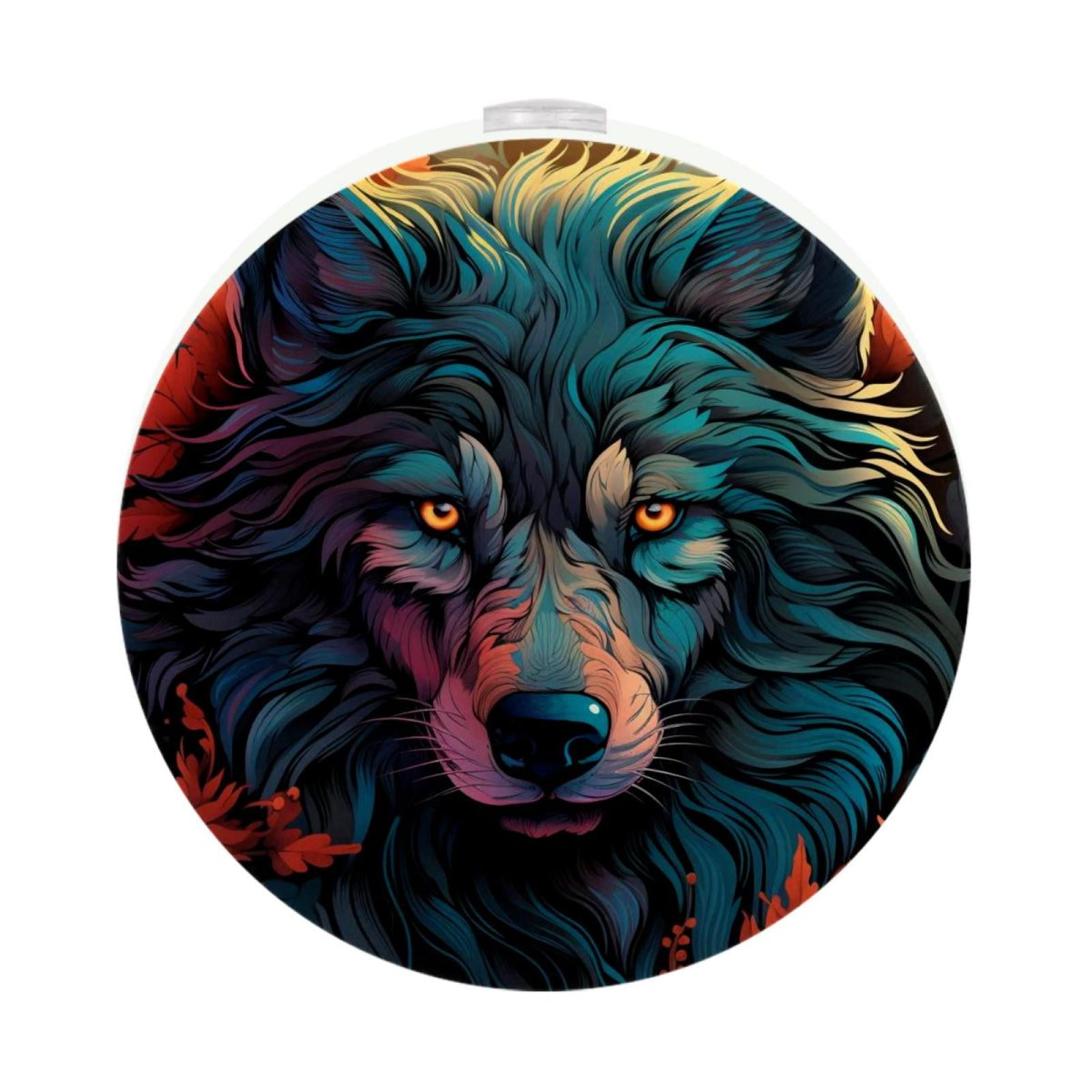 Wolf LED Round Night Light - 2PCS, Plug-in Dusk-to-Dawn Sensor, Energy ...