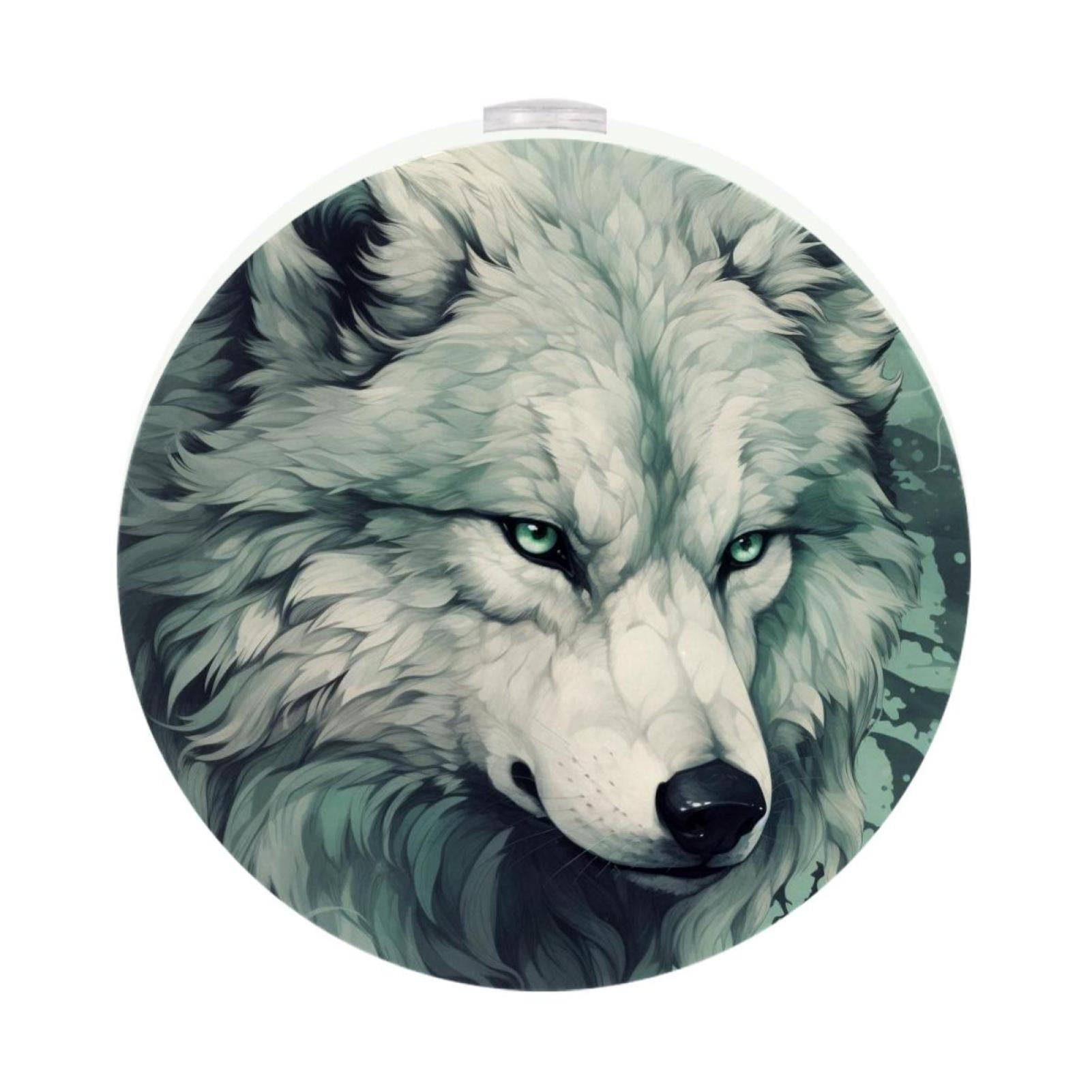 Wolf LED Round Night Light-2PCS, Plug-in Dusk to Dawn Sensor Wall Light ...
