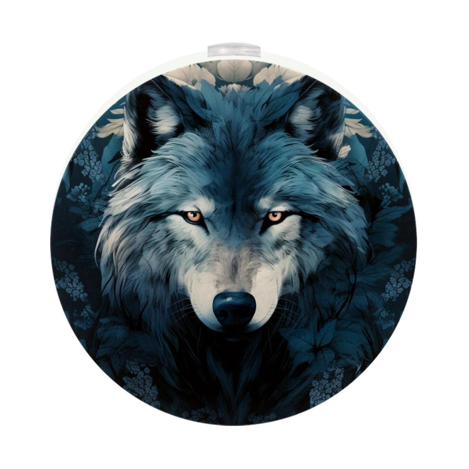 Wolf LED Round Night Light-2PCS, Plug-in Mini Wall Socket Soft White ...