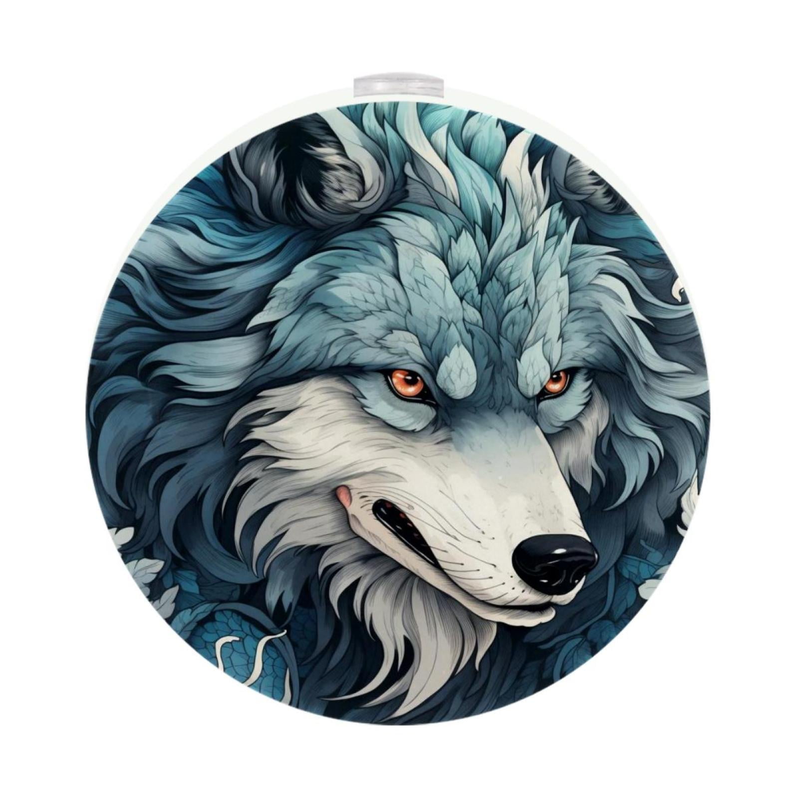 Wolf LED Round Night Light-2PCS - Plug-in Smart Sensor Nightlights with ...