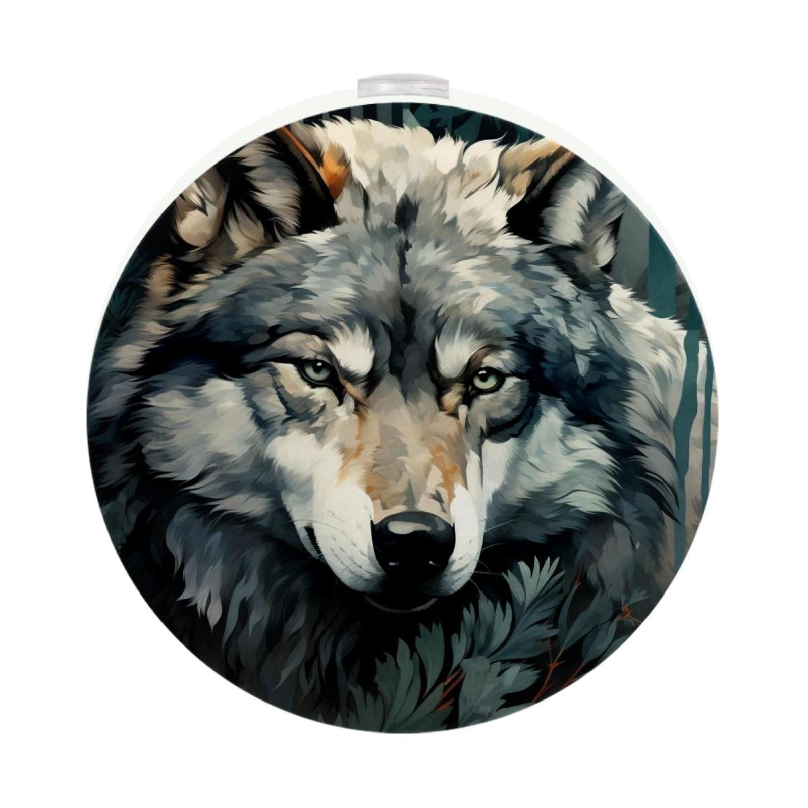 Wolf LED Round Night Light-2PCS - Plug-in Smart Sensor Nightlights with ...